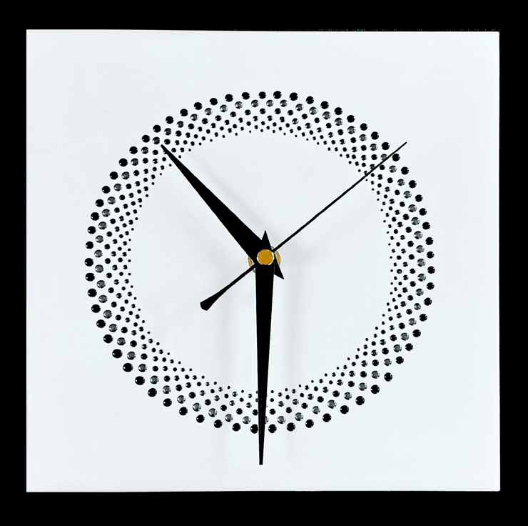White Hand Painted Square Wall Clock 20cm - Folksy