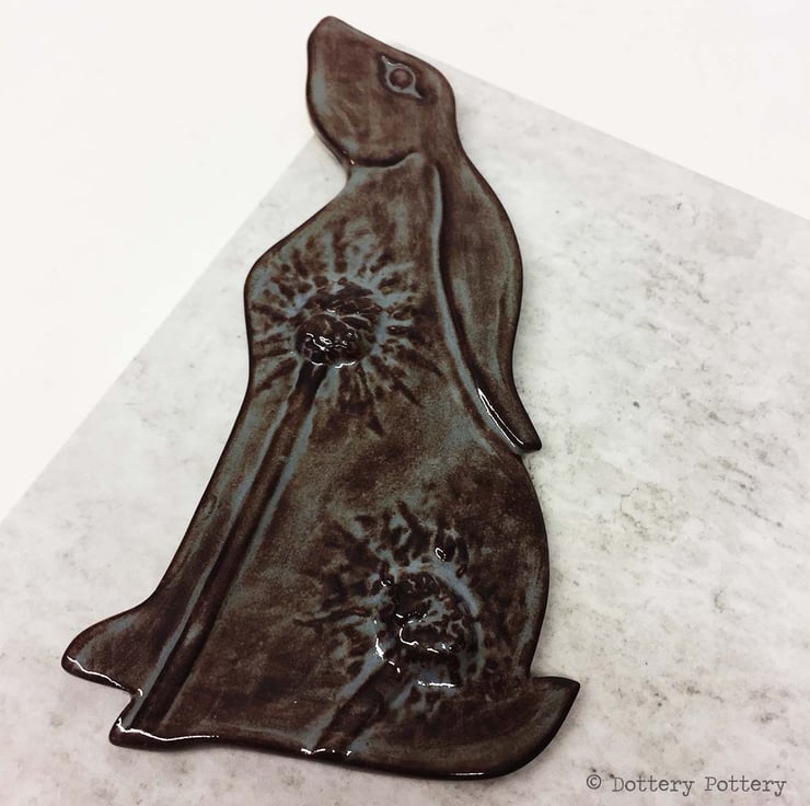Ceramic Moon Gazing Hare Pottery Hare decoratio... - Folksy