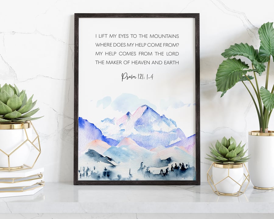 BIBLE VERSE WALL Art, Psalm 121:1-4, Scripture ... - Folksy