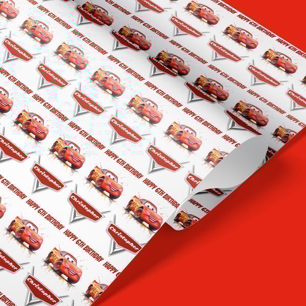 Personalised Lightning McQween wrapping paper - Folksy