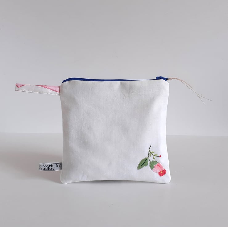 Pink flower purse make up or storage bag upcycl... - Folksy