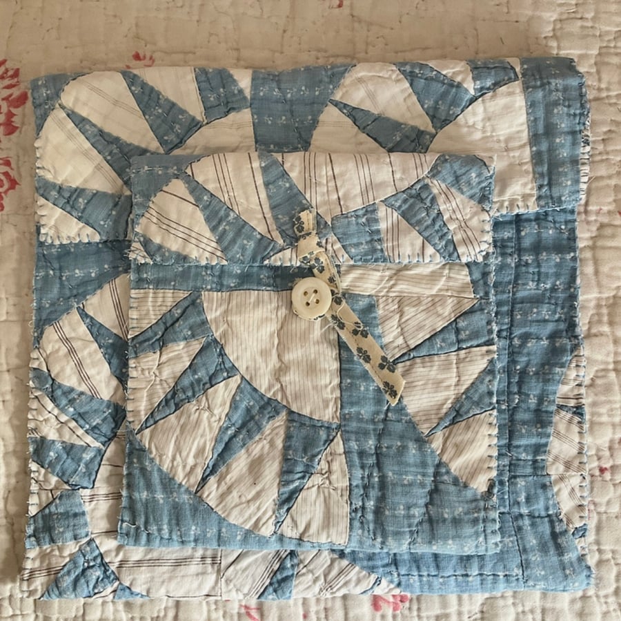 Pair of Vintage Patchwork Quilt Pouches - Folksy