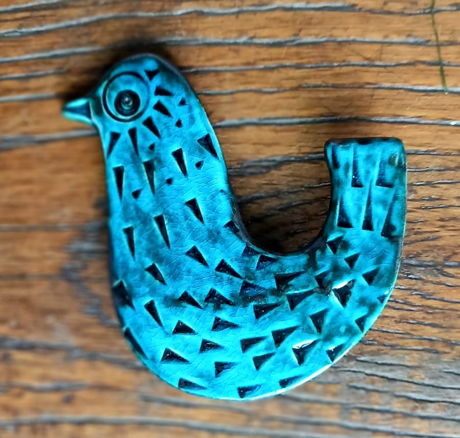 Blue Bird Brooch - Folksy