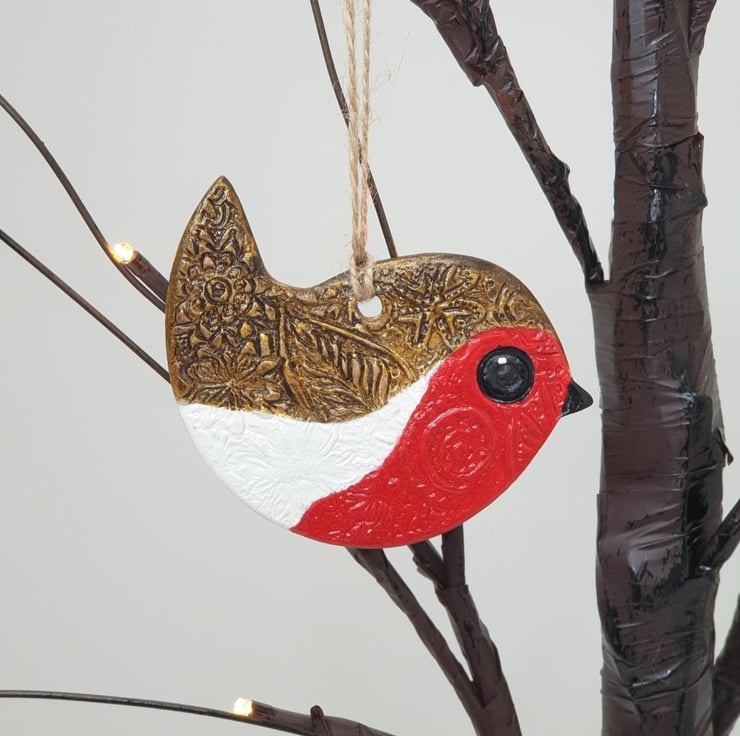 Robin decoration, Christmas hanging decoration ... - Folksy