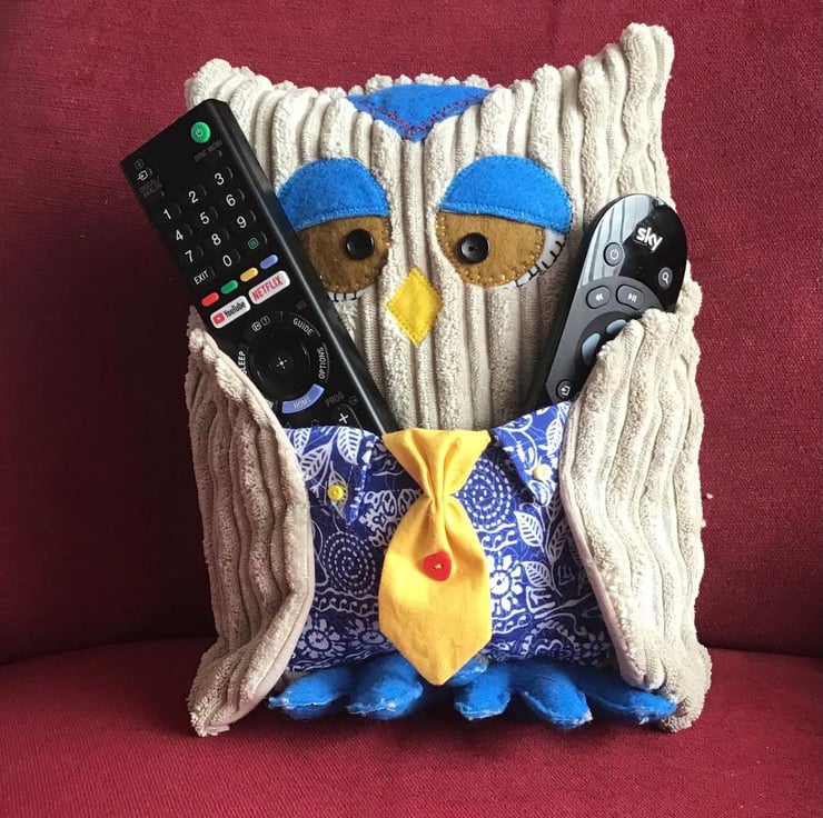 Owlbert Owl cushion (remote control tidy) - Folksy
