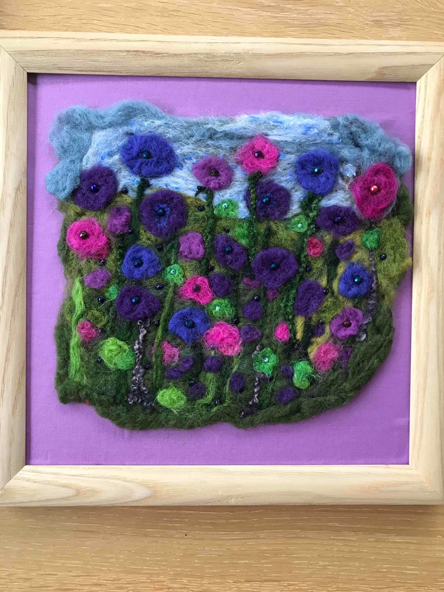 Flower-felted picture-contemporary artwork-colo... - Folksy