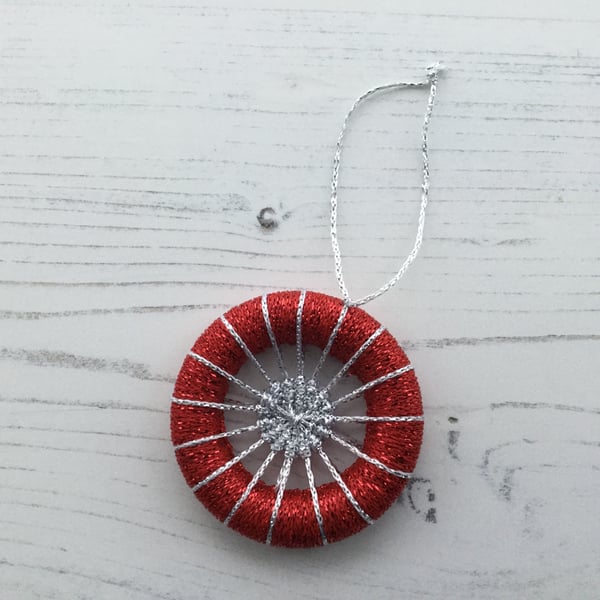Dorset Button Christmas Tree Decoration in Red ... - Folksy