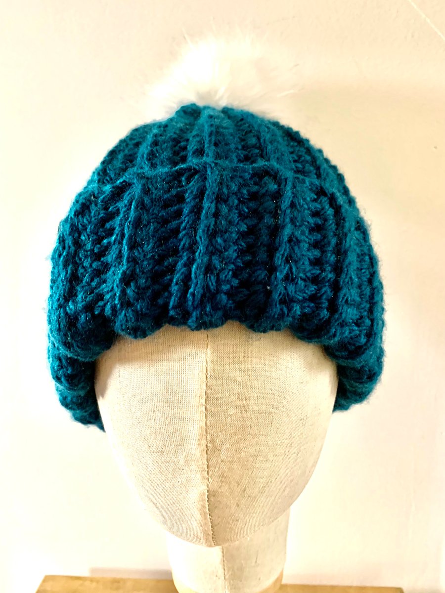 Chunky crochet beanie hat - Folksy
