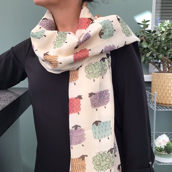 Sheep scarf - Ladies Fashion Scarf - Farm Anima... - Folksy