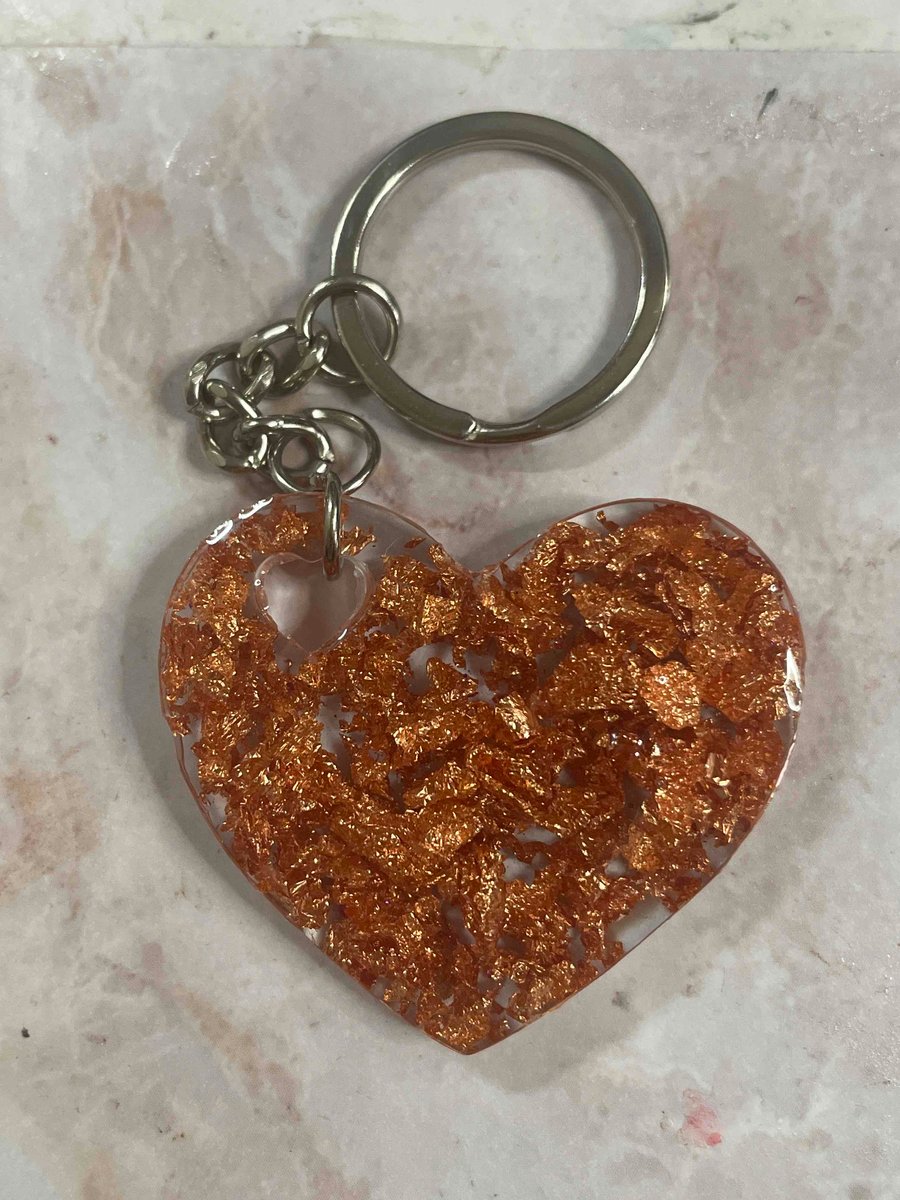Handmade Resin Rose Gold keyring - Folksy