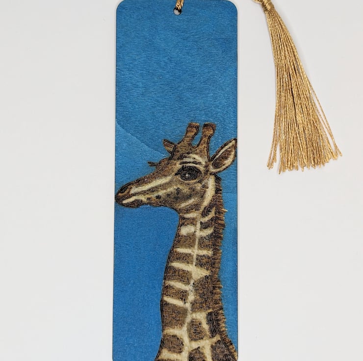 Giraffe wooden bookmark, pyrography gift for an... - Folksy
