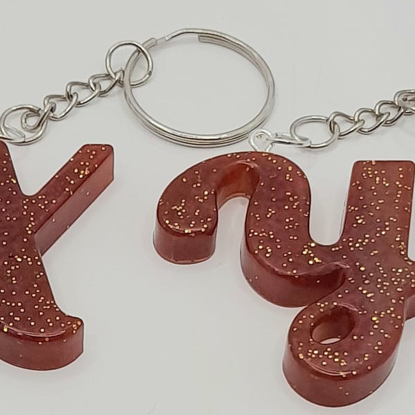 Red Wine and Golden Glitter Alphabet Keyrings -... - Folksy