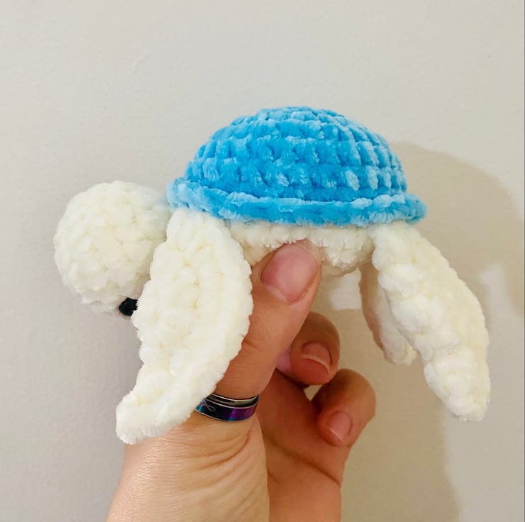 Crochet turtle amigurumi, blue and white, velve... - Folksy