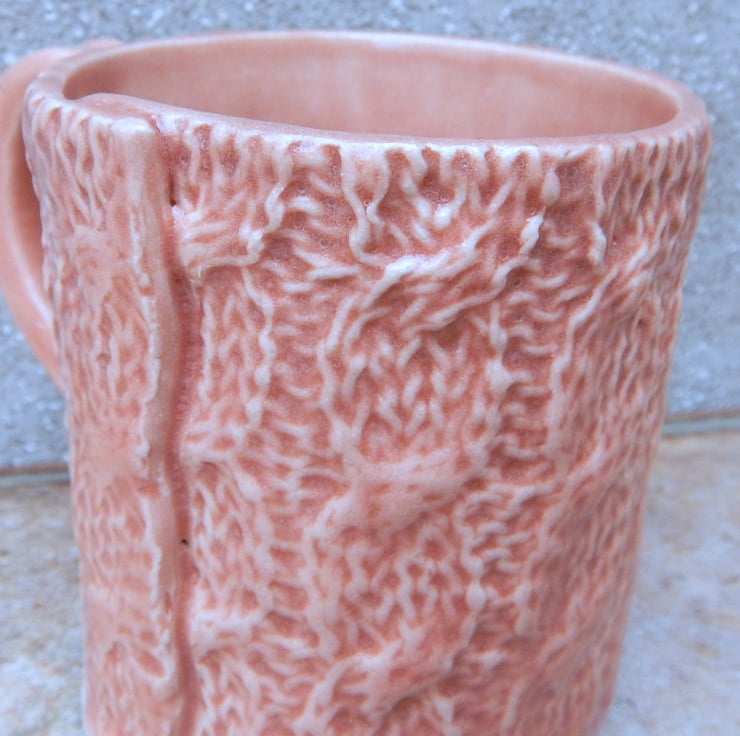 Knitted mug coffee tea cup stoneware ceramic po... - Folksy