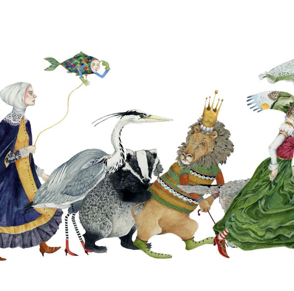 Spring Parade Joyful animal parade A4 Giclee print - Folksy