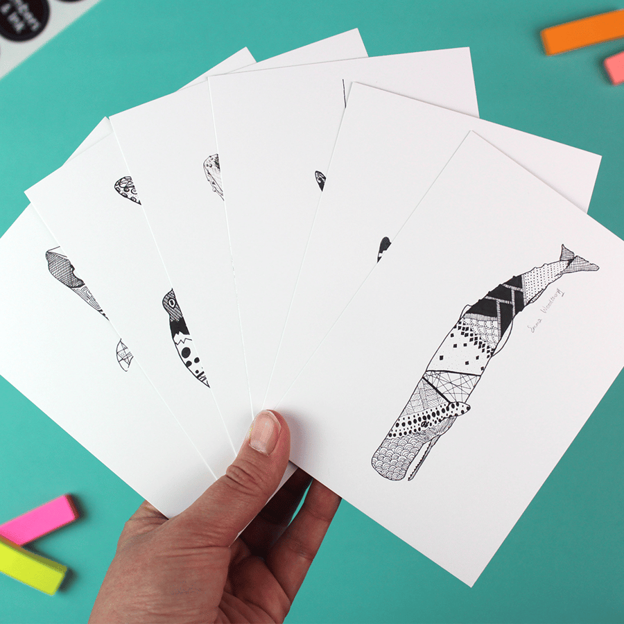 Animal Postcards, set of 6 - A6 postcards, repr... - Folksy