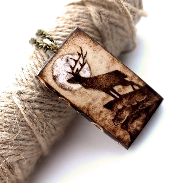 Monarch of the Moors Sycamore Pyrography Stag P... - Folksy