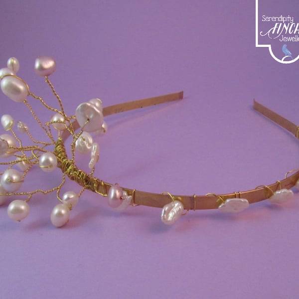 White Pearl Vine Tiara - Folksy