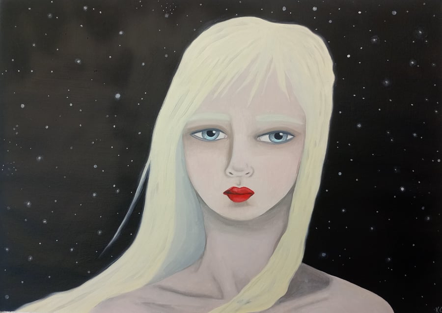 Starry - Original Oil Painting on Paper - Folksy