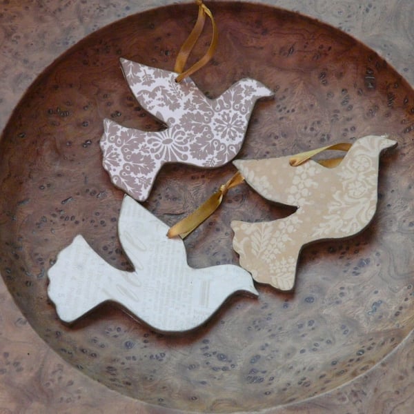 Vintage style ,Handmade Dove Decorations - Folksy