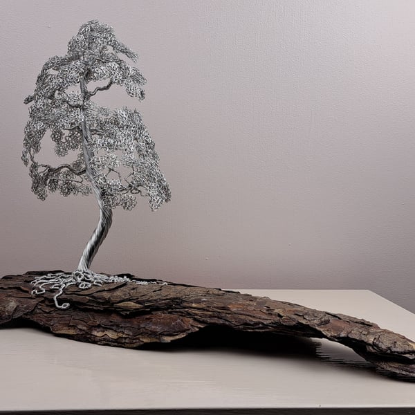 Beautiful Mini wire Oak tree on Oak bark - Folksy