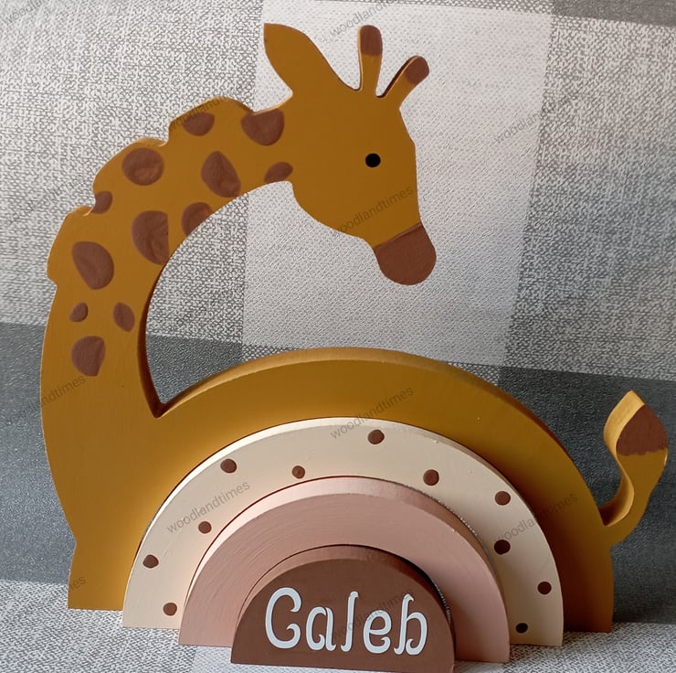 Giraffe rainbow stacker for zoo themed nursery,... - Folksy