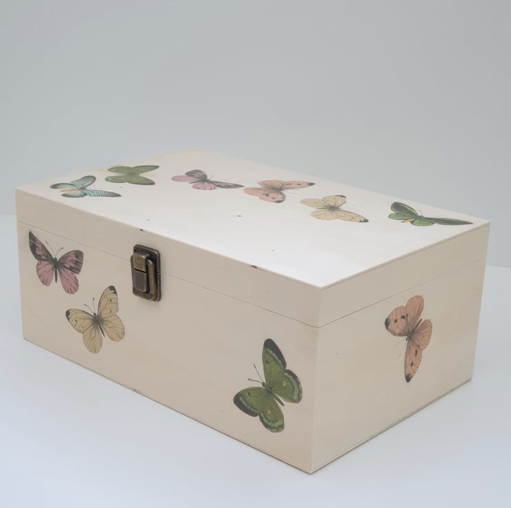 Large decorated Wooden memory keepsake box with... - Folksy