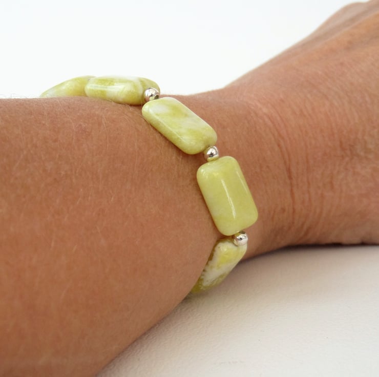 Lemon jasper stretchy bracelet - Folksy