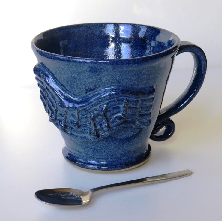 Music Beautiful Blue Mug Ceramic Pottery - Folksy