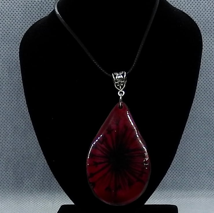 Artisan hand painted dandelion pendant - Folksy