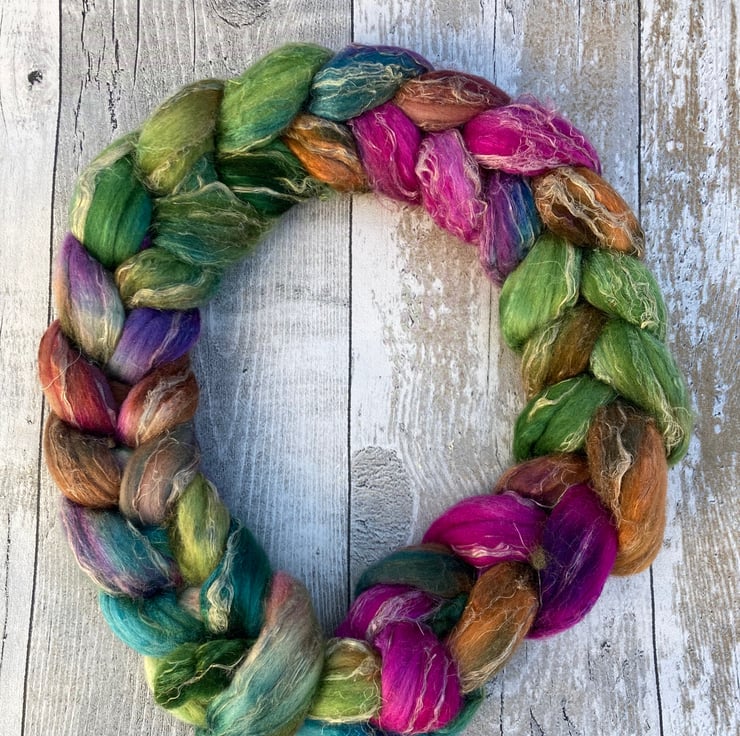 Merino Silk Linen Spinning fibre 100g Quick flame - Folksy