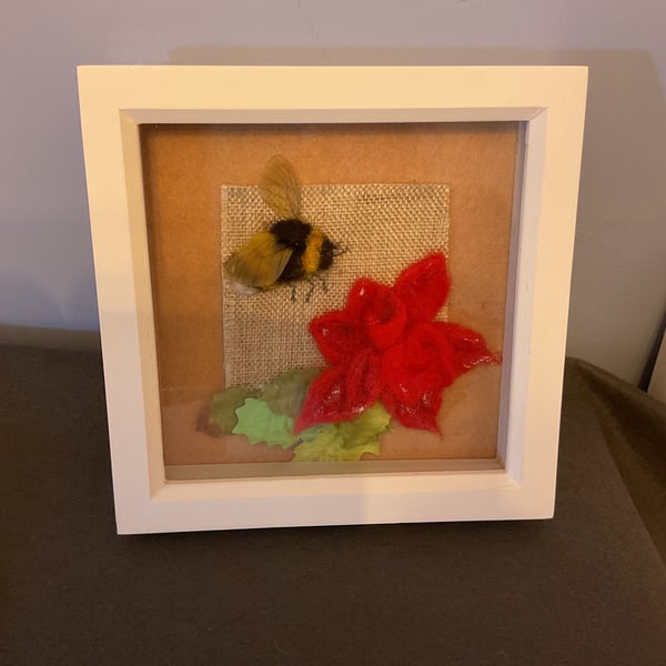 Needle Felted Bumblebee and Flower Frame - Folksy