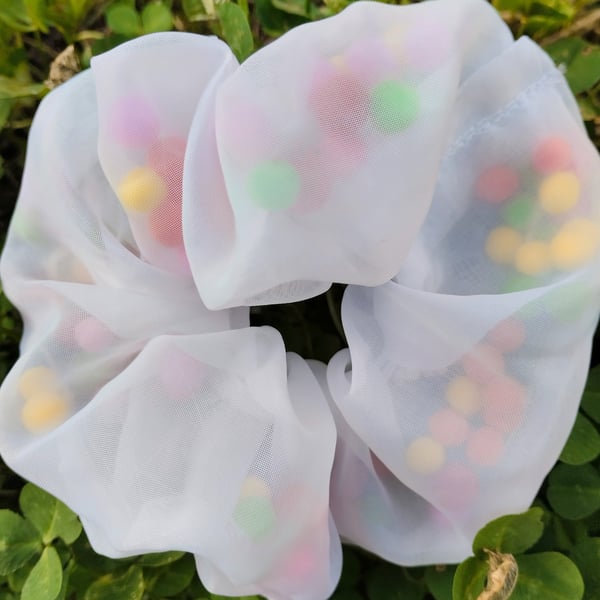 Clear pom pom filled scrunchie - Folksy
