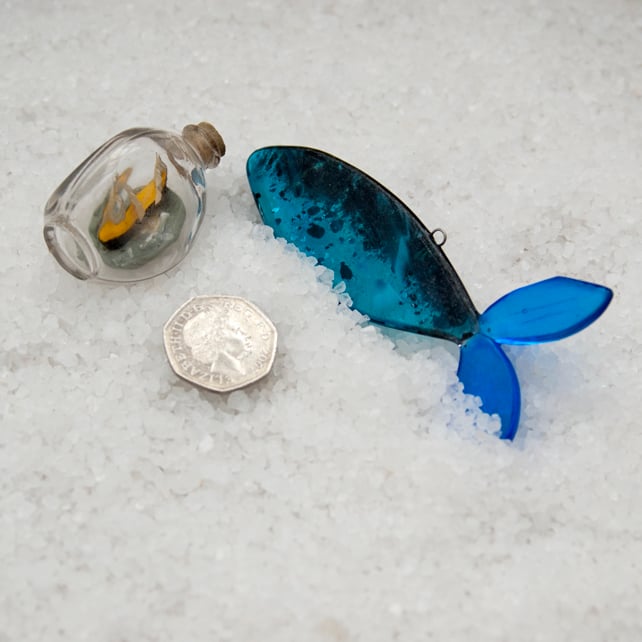 Fused Glass Blue Sparkly Fish Decoration - Folksy