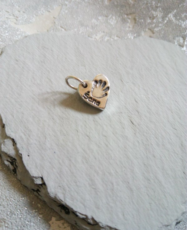 Heart Handprint Charm - Folksy
