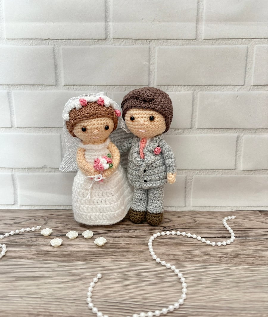 crochet wedding couple, amigurumi bride, groom ... - Folksy