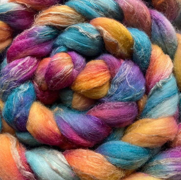 Merino Silk Linen Spinning fibre 100g Pixie led - Folksy