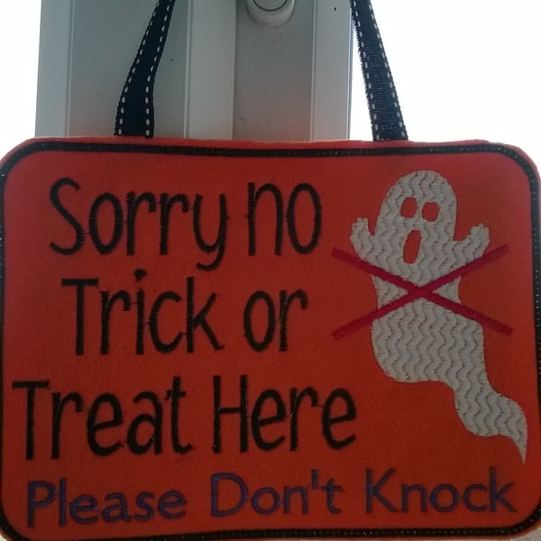 Halloween No Trick or Treat Door Sign - Folksy