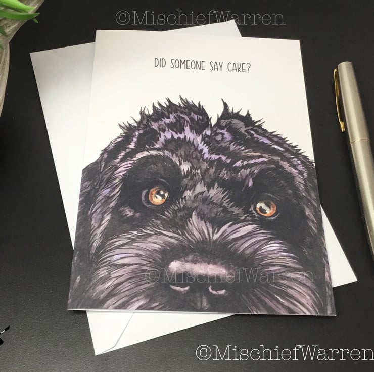Black Cockapoo or Labradoodle Card - Blank or p... - Folksy