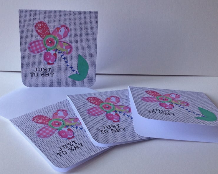 Set of Four Notecards,'Patch Petals' Blank Note... - Folksy