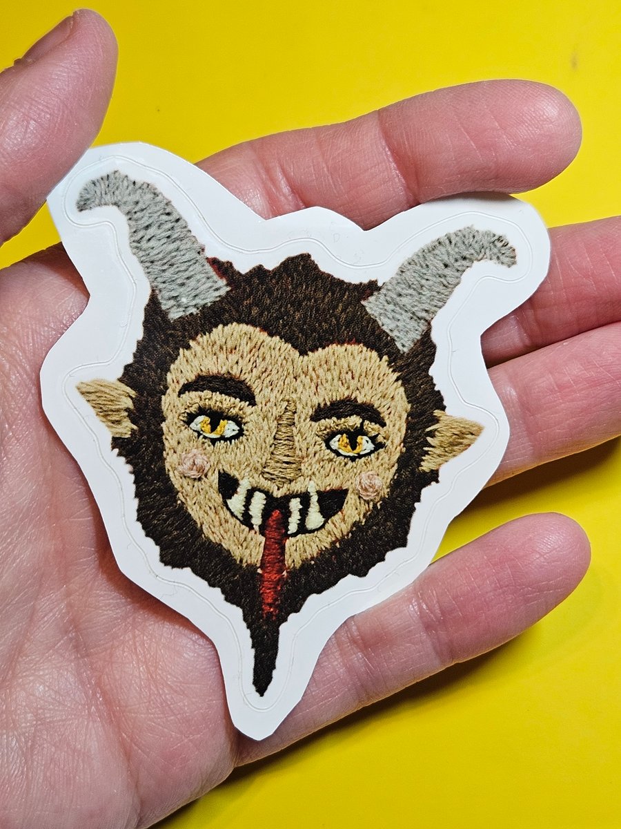 Krampus embroidery sticker - Folksy