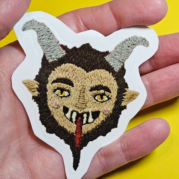 Krampus embroidery sticker - Folksy