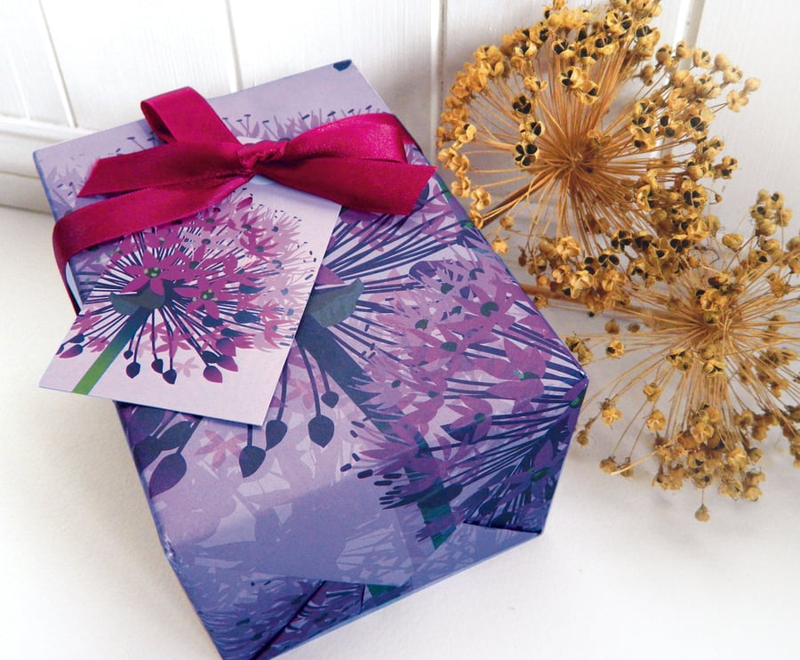 Purple Allium Gift Wrapping Paper Pack - Folksy