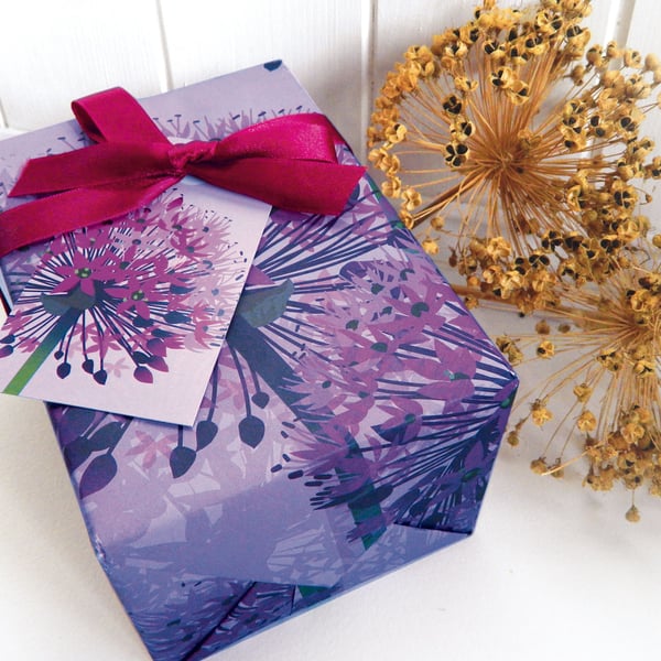 Purple Allium Gift Wrapping Paper Pack - Folksy