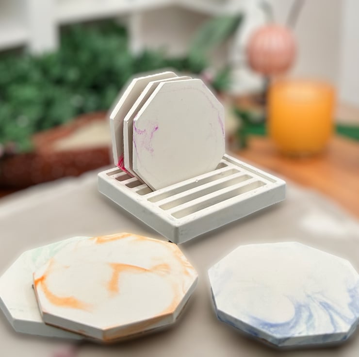 Hexagonal Six Coaster Set with a Holder - Colou... - Folksy
