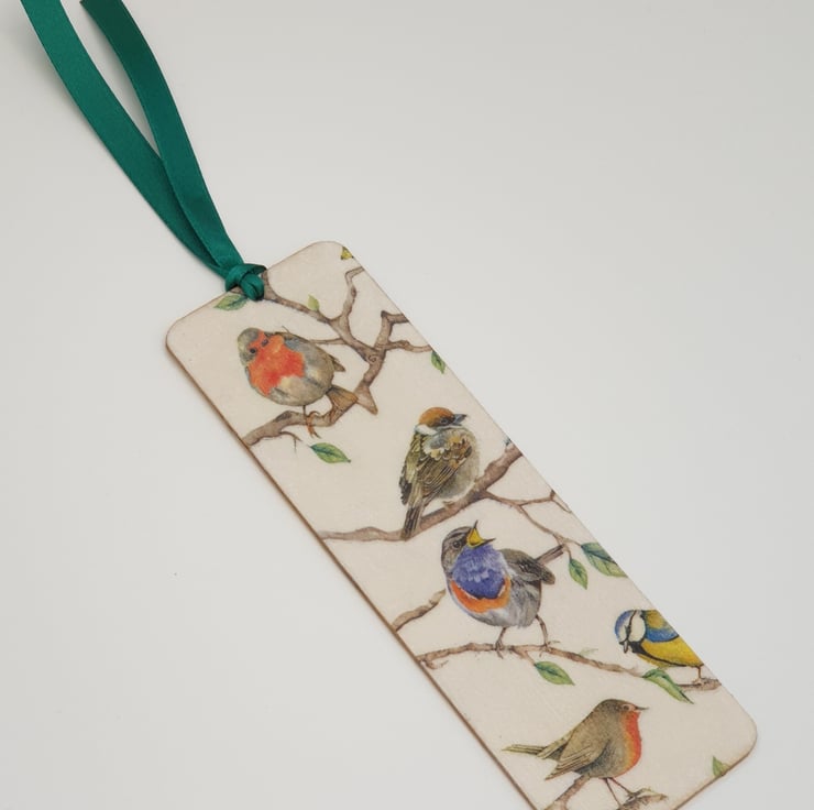 Garden birds bookmark, wooden bookmark, bird lo... - Folksy