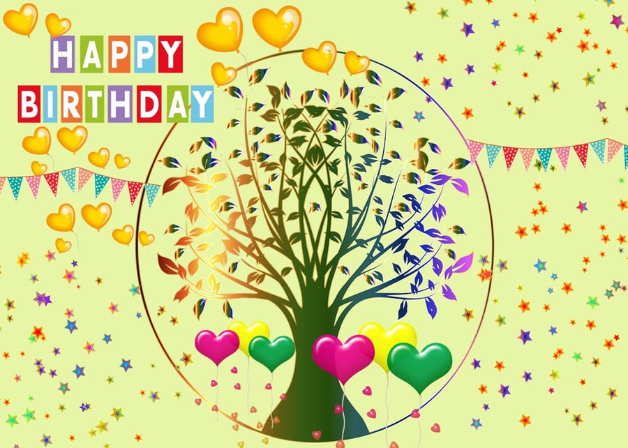 Happy Birthday Tree of Life Card A5 - Folksy