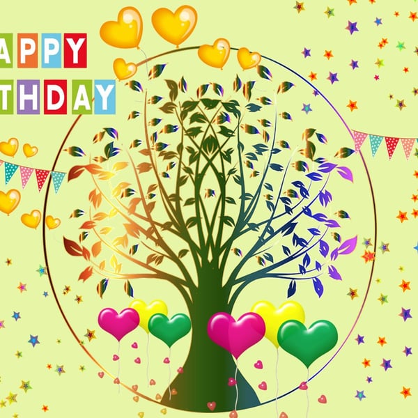 Happy Birthday Tree of Life Card A5 - Folksy