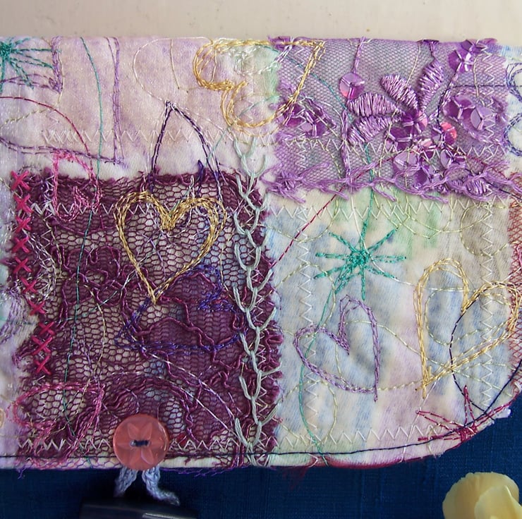 Lupin - textile art clutch bag in teal silk (SE... - Folksy