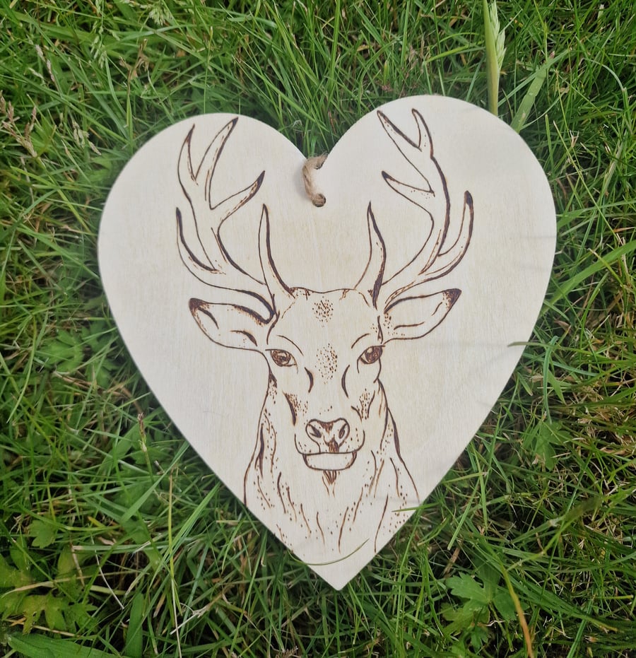 Stag heart hanger, decoration, deer. - Folksy